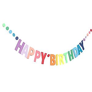 Rainbow Happy Birthday Cardboard Banner - Personalized Birthday Banner, Rainbow 1st Birthday Decorations,Photo Prop,Best Birthday Party Supplies (Rainbow Cardboard Banner)