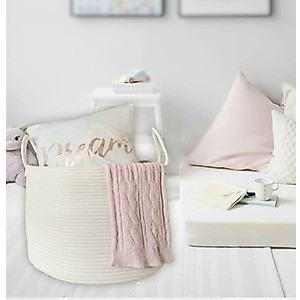 OTON HOME City Series White Rope Basket - Extra Large Storage Basket - Woven Basket for Storage - Basket for Towels - White Toy Storage - Nursery Basket - Blanket Basket Living Room