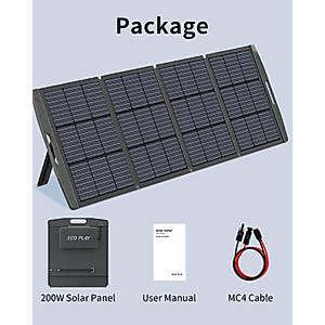 Solar Panel, Foldable Portable Solar Panel Battery Charger Kit with Adjustable Kickstand, Wire Storage Bag, MC4 Cable, IP67 Waterproof for Portable Power Station Camping Tent Home Off-Grid RV (200W)