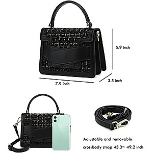 LL LOPPOP Top Handle Crossbody Bags for Women, Small Trendy Purses Shoulder Handbags, Clutch Purses for Women with Detachable Straps 204001(Black)