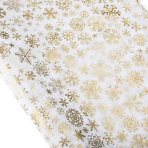 Whaline Snowflake Tissue Paper 20" x 28" Christmas Metallic Acid Free Wrapping Paper Bulk Big Size for Home, DIY and Craft, Gift Bags New Year Decorations, 60 Sheets (Gold)