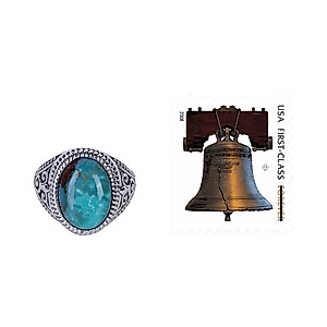 NOVICA Artisan Handmade Sterling Silver Singlestone Ring Cocktail with Reconstituted Turquoise Blue India [crownbezel 0.8 in L x 0.7 in W x 0.3 in H Band Width 4 mm W] ' Radiant Blue Beauty'