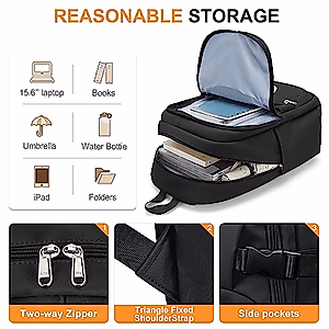 weradar Classic Black College Backpack For Women Lightweight Small Travel Backpack Waterproof high School Backpack Laptop Backpacks 15.6 Inch for men