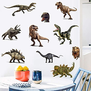 Kiddle 3D Watercolour Dinosaur Kids Wall Stickers, Peel and Stick Removable Wall Decals for Kids Nursery Bedroom Living Room