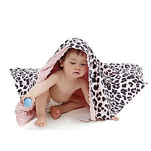 Messy Code Baby Blanket Super Soft Minky Plush Blanket with Double Layer Dotted Backing for Babies,Pink Leopard Printed Reversible Blanket 30x40 Inch
