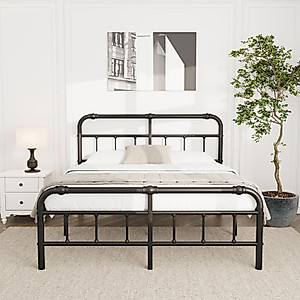 Bednowitz King-Bed-Frame-with-Headboard and Footboard, 18 Inch High Metal Platform King-Size-Bed-Frame, 4000 Lbs Heavy Duty Steel Slats Support, No Box Spring Needed, Noise Free