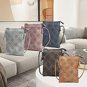 MKF Collection Crossbody Bags for Women Handbag, PU Leather Crossover, Small Shoulder Side Messenger Purse Rose