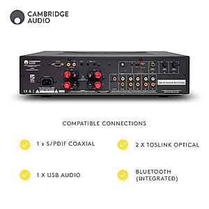Cambridge Audio CXA61 Stereo Two-Channel Amplifier with Bluetooth and Built-in DAC - 60 Watts Per Channel (Lunar Grey)