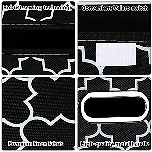 STOREONE Fabric Storage Cube Bins Foldable Organizer Container Collapsible Basket with Lids and Metal Handles, for Home, Bedroom, Closet 3 Pcs (Black Light)