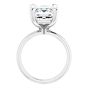 10K Solid White Gold Handmade Engagement Rings, 5 CT Emerald Cut Moissanite Diamond Solitaire Wedding/Bridal Rings for Women/Her, Minimalist Anniversary Ring Gifts (4)