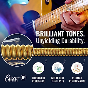 Elixir Strings, Electric Guitar Strings, Nickel Plated Steel with NANOWEB Coating, Longest-Lasting Bright Tone with Comfortable Feel, 8 String Light 10-74