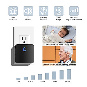 SECRUI Door Chime, Wireless Door Chimes When Door Open Entry for Business/Home/Office/Store (500ft Range 32 Chimes Adjustable Volume) Door Ringer Alert Buzzer Alarm with - 1 sensors