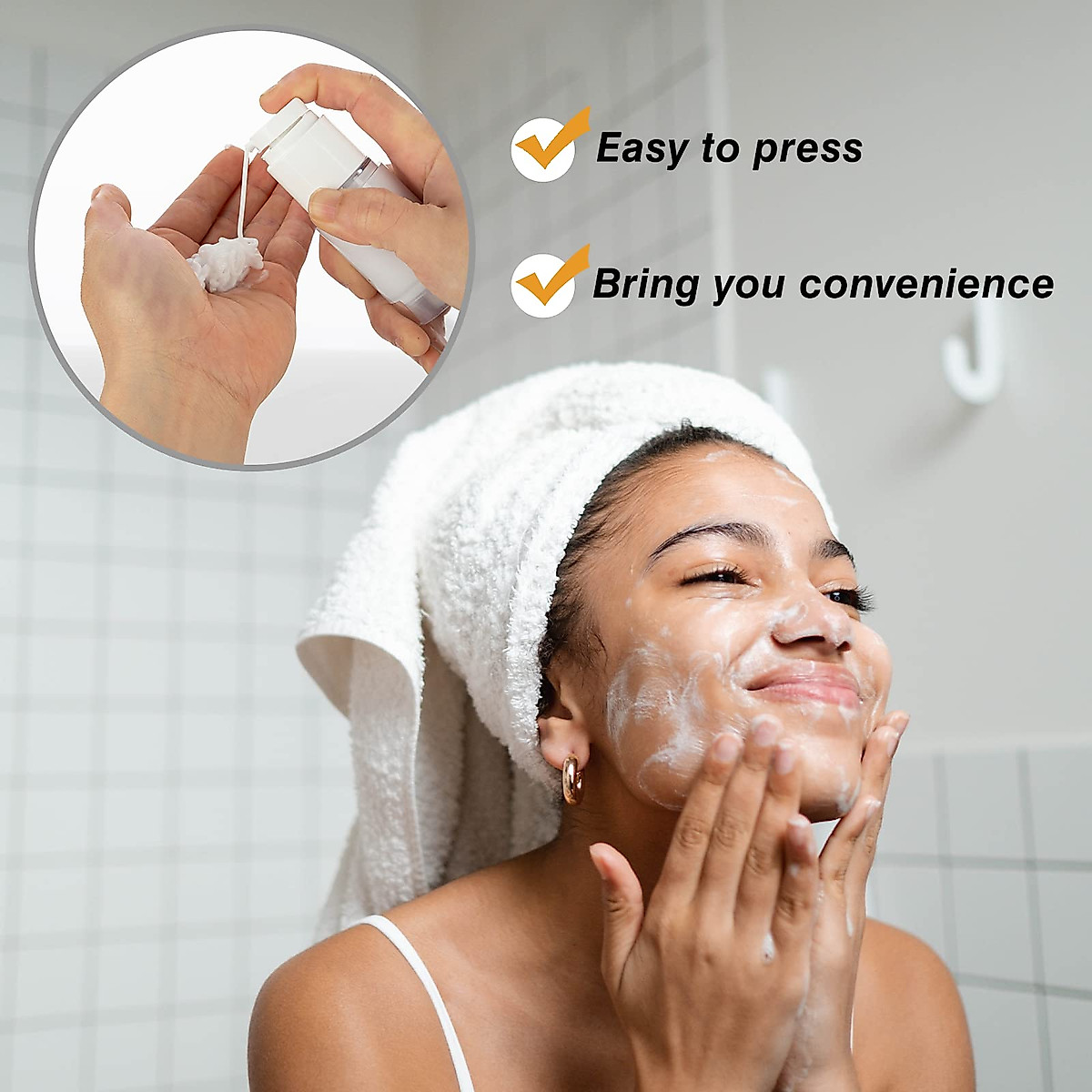 IFDGCTK 1OZ/30ML Clear Airless Pump Bottles, Lotion Dispenser Travel with Pump, Vacuum Plastic Travel Size Lotion Bottle for Foundation, Creams, Cosmetic(6 Pack)