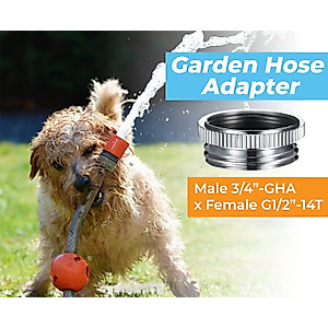 AVAbay GHAF Male 3/4" GHT to Female G1/2"-14T - Garden Hose to Faucet Diverter - Chrome Plated Solid Brass, Female to Male Adapter Fitting for Sink Tub Faucet, Water Filter System