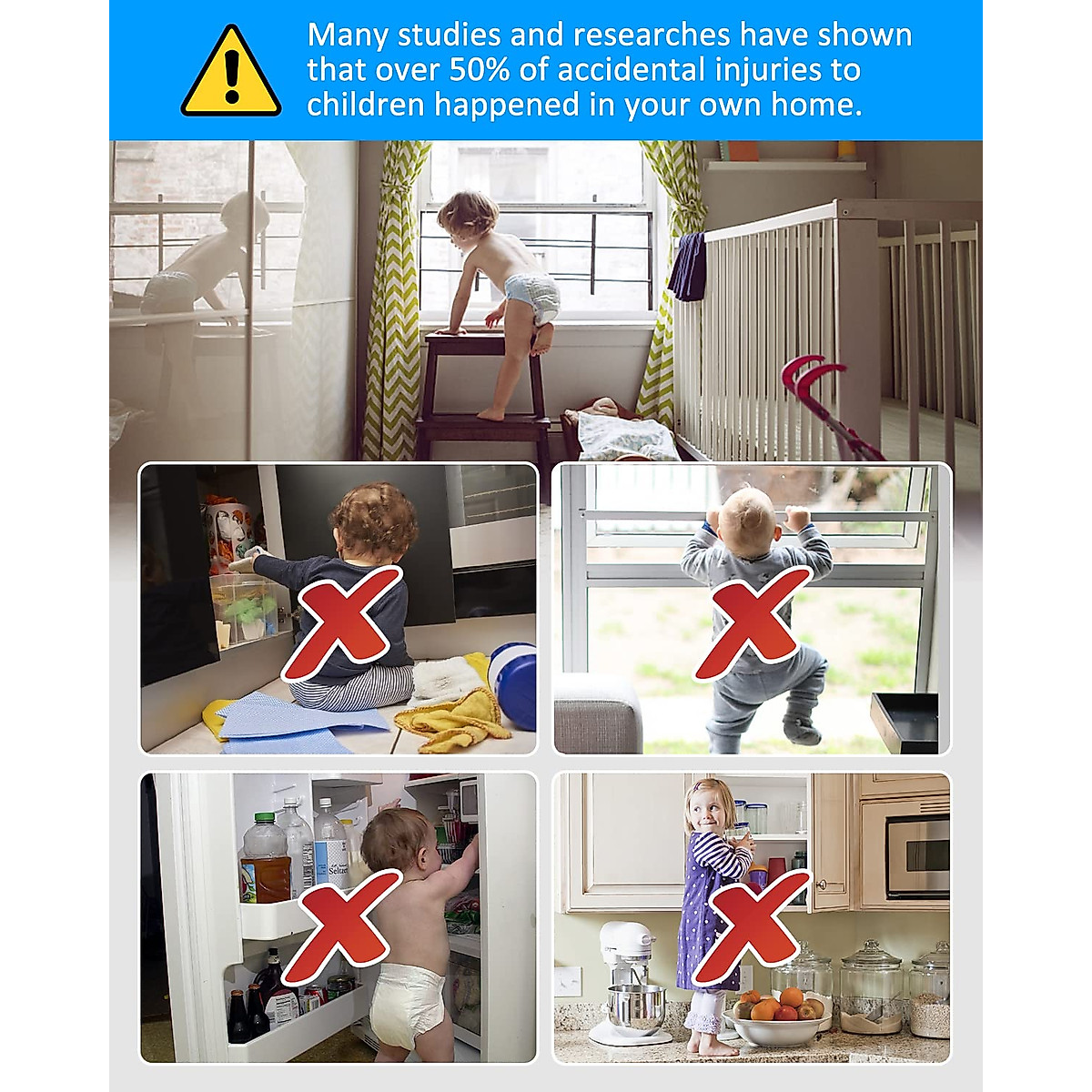 Cabinet Locks for Babies, Refrigerator Lock, 2 Pack DUOSI Fridge Lock Child Locks for Cabinets, Baby Proofing Safety Locks for Kitchen Cabinets and Drawers, Closets, Windows, Doors and More