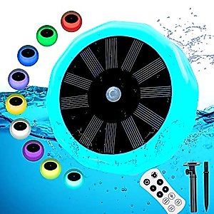 BOHON Floating Pool Lights Solar Powered Glow Lights IP68 Waterproof Float Hot Tub Accessories RGB Color Changing LED Solar Yard Lights with Remote for Bathtub Pond Outdoor Garden Pathway (1 Pack)
