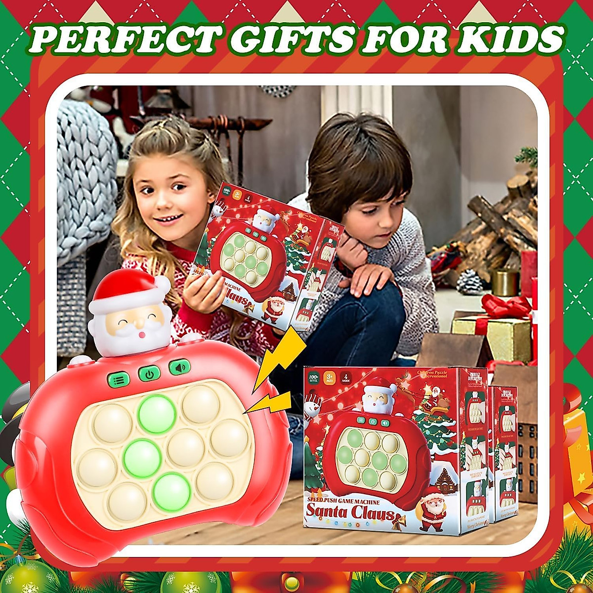 Handheld Pop Game Sensory Fidget Toys with Light, Fast Push Game Fidget Toys, Handheld Bubble Game Console, Speed Push Toy Through Level, Birthday Gift for Boys and Girls (Green)