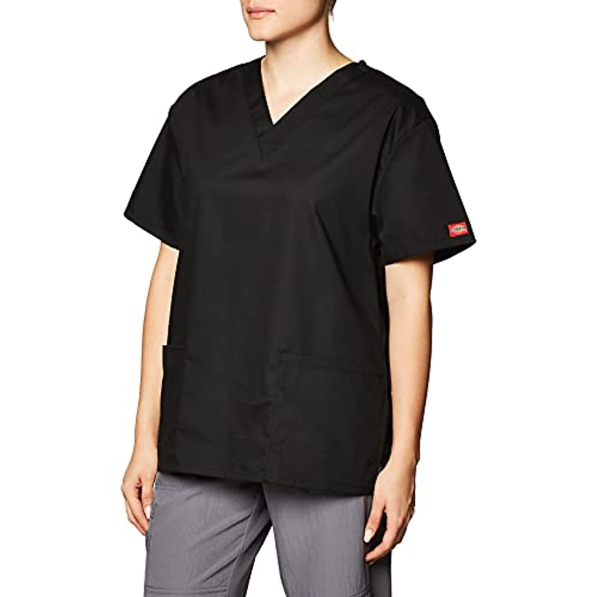 Dickies Women's EDS Signature Scrubs 86706 Missy Fit V-Neck Top (Size 2X-5X), Black, XXXX-Large