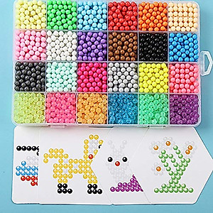 Funcool Beads Toy Fusible Beads Refill, 24 Colors Water Spray Beads Set Compatible with Beados Art Crafts Toys for Kids Over 3000 Classic and Jewel Beads
