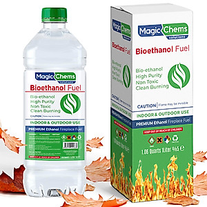 Bioethanol Fuel Tabletop Firepit (1 x 1 Lt) for Tabletop Fireplaces, Stoves and Burners, Bioethanol Fuel for Fireplaces and Fire Pits (1 Pack 1.06 Quart)