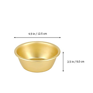 Yardwe 4Pcs Korean Traditional Makgeolli Bowls Round Rice Wine Bowls Mini Aluminum Soup Dishes for Home Kitchen Golden