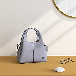 COACH Polished Pebble Leather Lana Shoulder Bag 23, Grey Blue