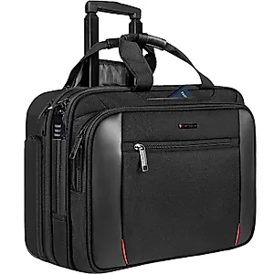 EMPSIGN Rolling Laptop Bag, 17.3 inch Computer Bag for Men & Women, Water Repellent Travel Bag with RFID Blocking Pocket, Overnight Bags with Wheels, Briefcase for Business/Commute/Travel/School-Black
