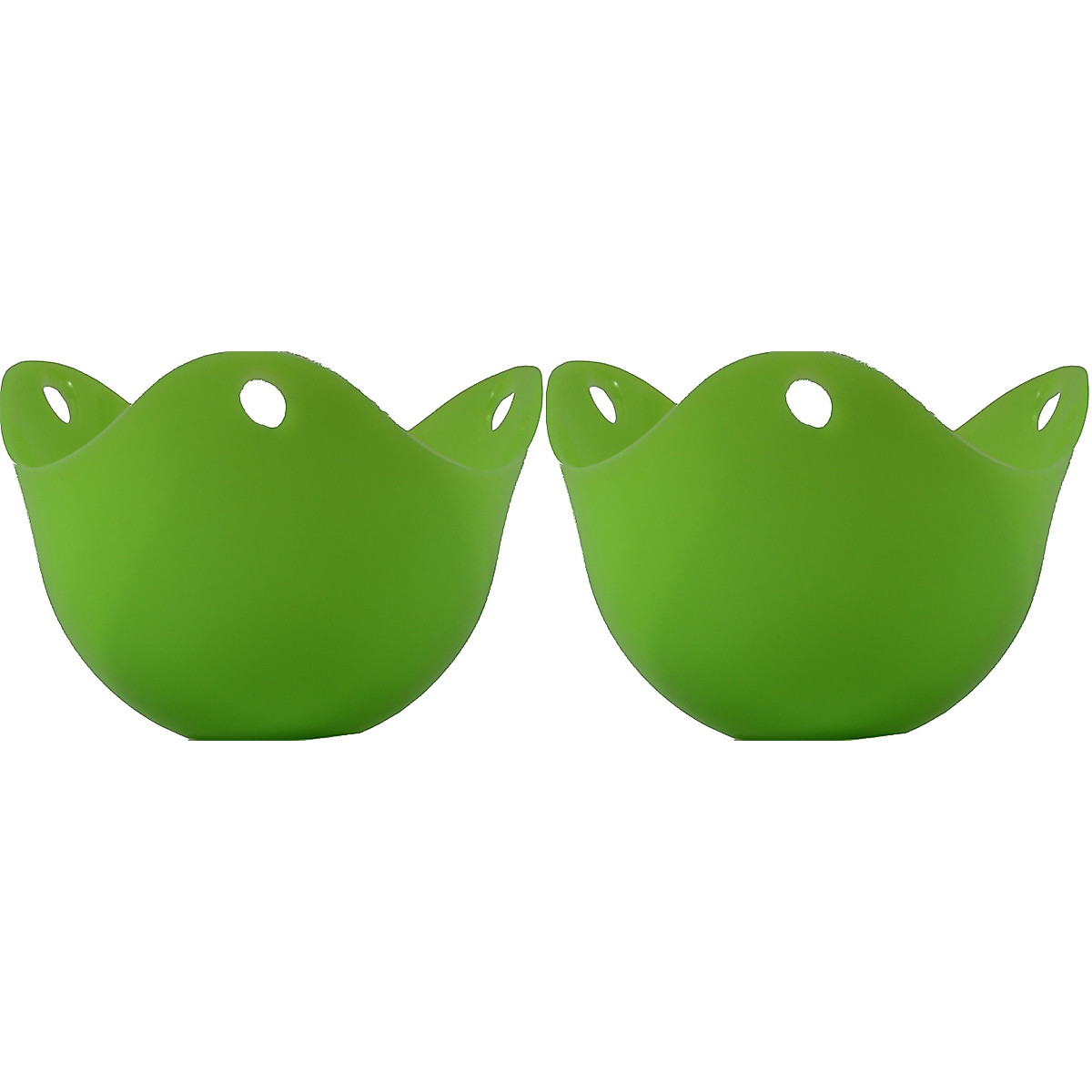 Reliable Home Products - Best Egg Poacher Cups - Makes a Perfect Single Poached Egg Dish in Silicone Pod Steamer cooked in a Pan - Pack of 2 Basket Holders - Color is Green Pouch
