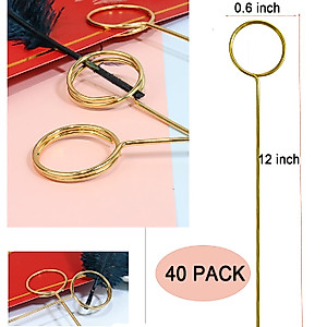 40 Pack 12 In Metal Wire Floral Place Card Holder, Photo Picture Memo Card Holder Clip,Floral Picks Clips for Wedding Party Flower Arrangement ,Birthday ,DIY Cake Topper,Flower Favor Card Holder Gold