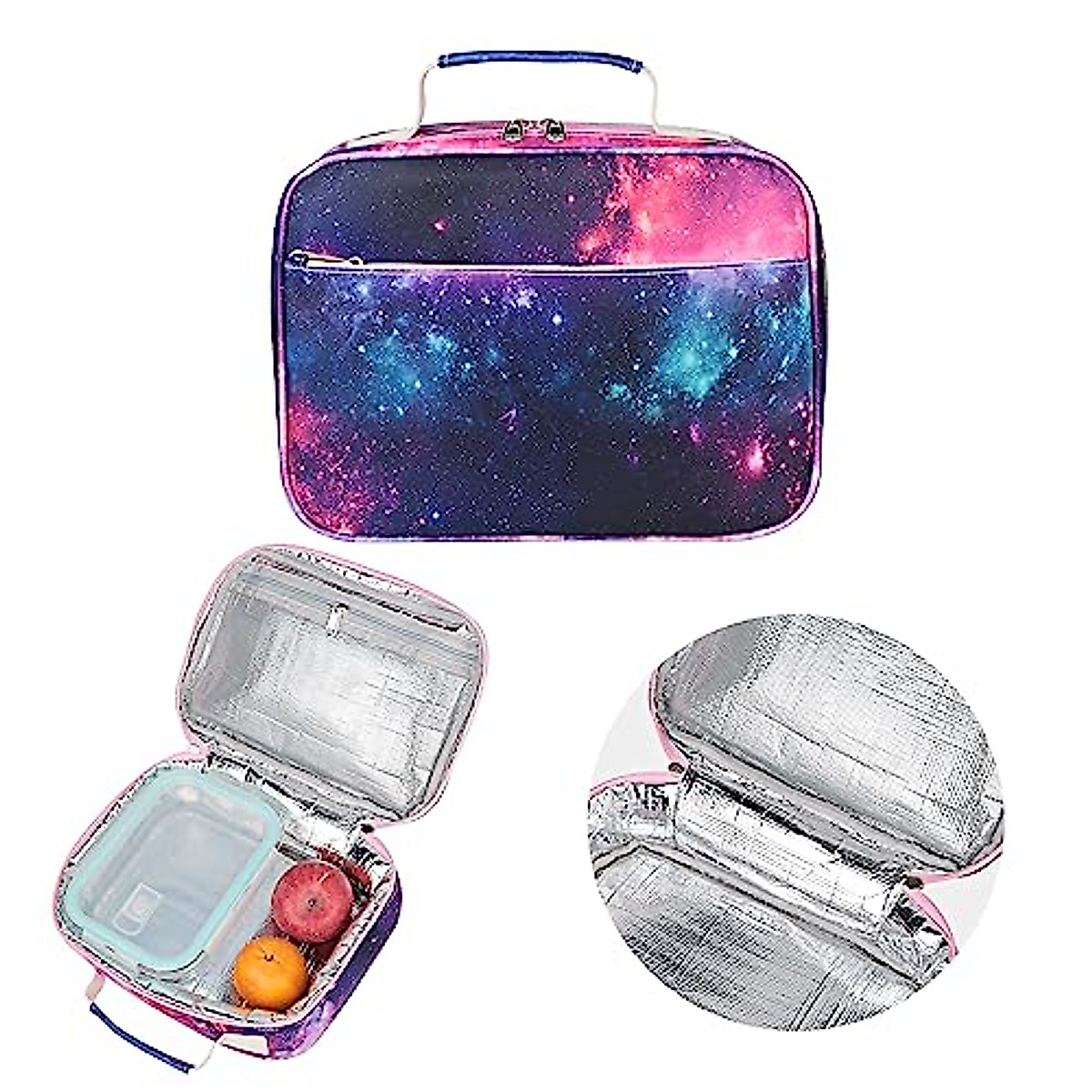 Airyard Book Bag for Girls, School Backpack with Lunch Box, Galaxy Backpack for Teen Girls Women Laptop Bookbags Set (Galaxy Navy)