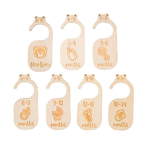 RubyRoo Baby Closet Dividers - Nursery Closet Organizer Hangers for Baby Clothing - Premium Wood Infant Size Age Hanging Closet Organizer - Kid Closet Decor - Engraved Style