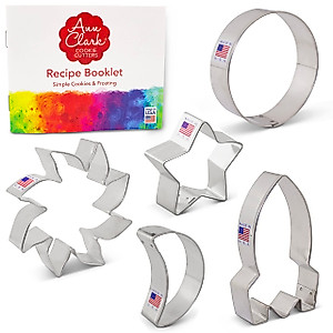 Space Exploration Cookie Cutter 5-Pc Set Made in USA by Ann Clark, Rocket, Planet, Sun, Star, Moon