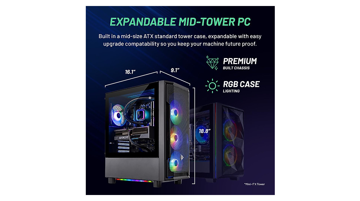 Skytech Shadow Gaming PC - AMD Ryzen 7 & RTX 4060 for Ultra 1080p Gaming