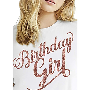Birthday Shirts for Women - Rose Gold Flourish Birthday Girl T-Shirt - Large - White Tee(FlBdyGrl RG) Wht/Lrg