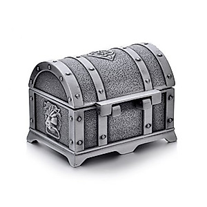 REINDEAR Vintage Pewter Tooth Fairy Treasure Chest Box