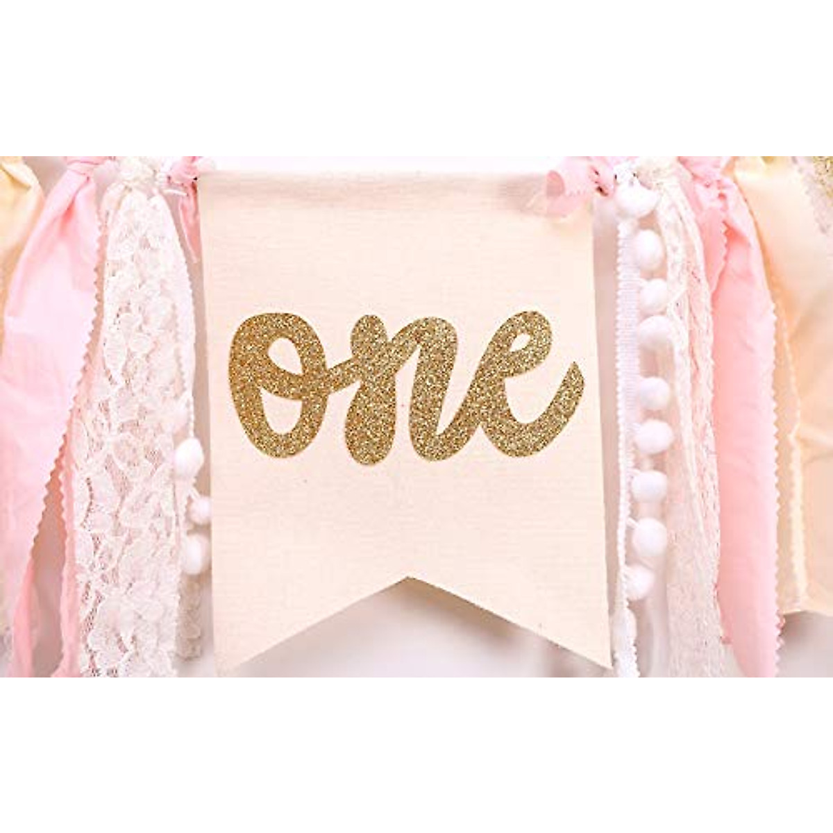 Highchair Banner 1st Birthday - Pink Happy Birthday Banner Party Decorations for First Birthday,Best Princess Photo Props for Baby Girl(Swan)