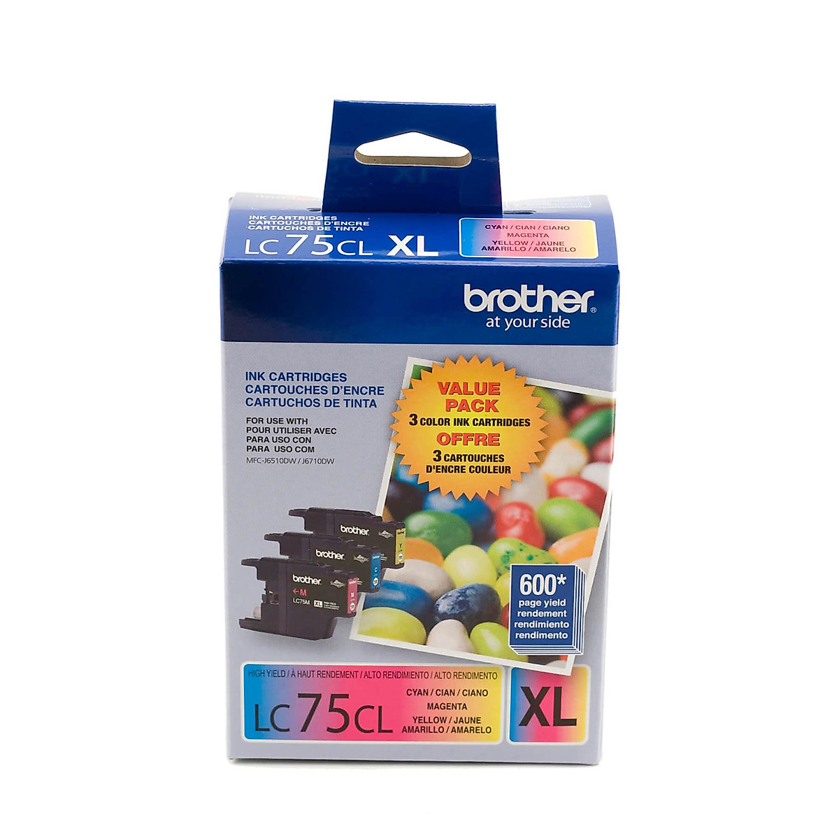 Brother Genuine High Yield Color Ink Cartridge, LC753PKS, Replacement 3 Pack Color Ink, Includes 1 Cartridge Each of Cyan, Magenta & Yellow, Page Yield Up To 600 Pages/Cartridge, LC753PKS
