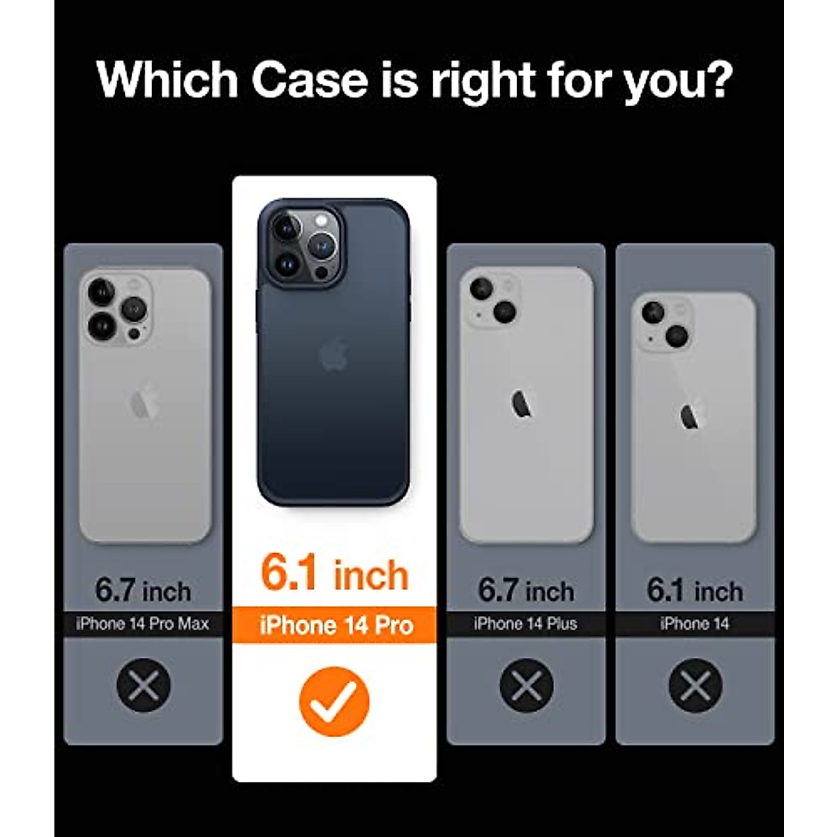 TORRAS Shockproof Designed for iPhone 14 Pro Case, [Military-Grade Drop Tested] Translucent Matte Hard Back with Silicone Slim Protective Anti-Fingerprint Anti-Scratch Phone Case Guardian 2022, Black