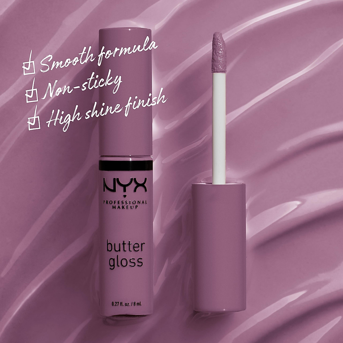 NYX PROFESSIONAL MAKEUP Butter Gloss, Non-Sticky Lip Gloss - Marshmallow (Muted Lilac)