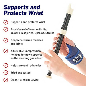 Neo G Wrist Brace for Kids - Support For Juvenile Arthritis, Joint Pain, Hand Sprains, Strains, Sports, Gymnastics, Tennis - Adjustable Compression - Class 1 Medical Device - One Size - Blue