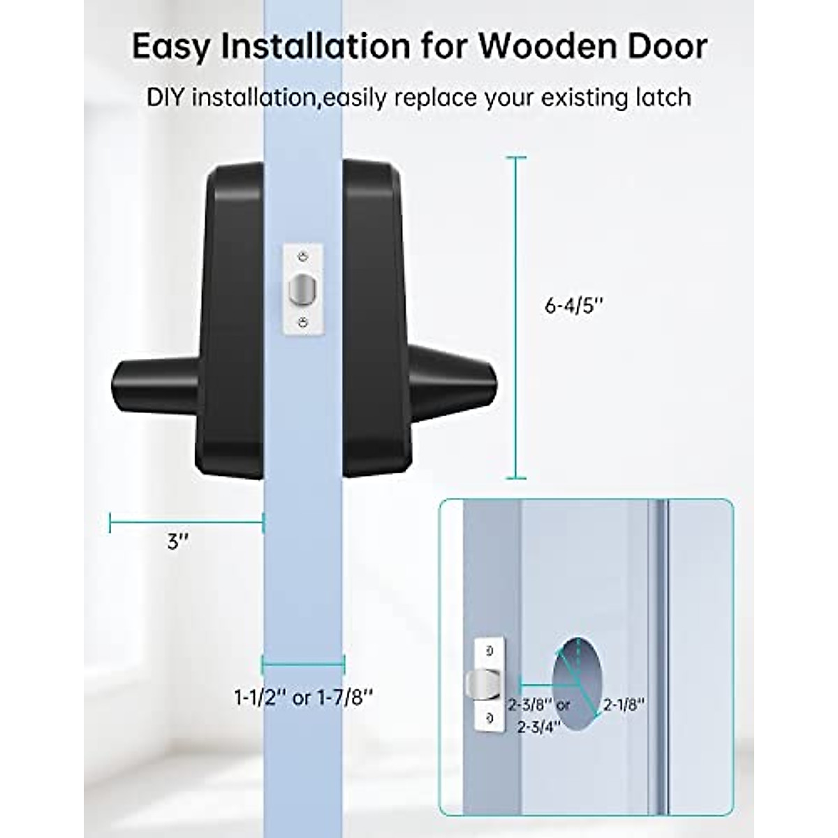 Hornbill Smart Lock Keyless Entry with Handle - Fingerprint Door Locks for Front Door - Keypad Electronic Digital Biometric Bluetooth Passcodes Alexa App Control Touch Screen Key Fobs - Airbnb Home