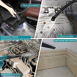 WAITHOME Cordless Portable Strong Electric Leaf Air Blower Suction(5 Fittings) Key Force Compatible with Makita 18V/20V Battery(Tool ONLY), Strong Motor, for Dust, Snow, Yard Cleaning