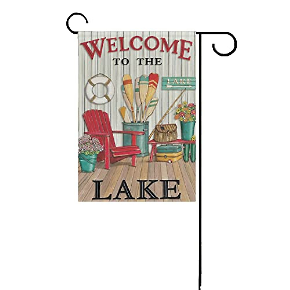 Welcome To The Lake Garden Flag Vertical Double Sided 28" x 40" Outdoor Patriotic Americana Decor for Homes and Gardens