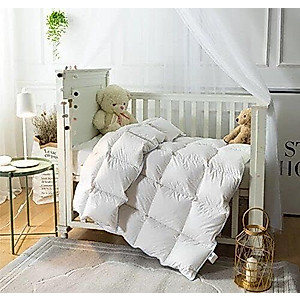 Continental Bedding Toddler Comforter, 100% White Down Duvet Insert, Sleep Blanket with Cotton Shell, Fits Standard Crib, Toddler Bed, 33x42 Inches, White