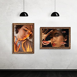 PQSNZ 16x20 Picture Frame Brown Poster Frame for Wall Mounting or Tabletop Display 20x16 Rustic Picture Frames collage Wall Decor Set of 2