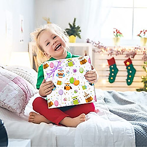 NEPOG Birthday Wrapping Paper for Kids Boys Girls, Colorful Owls Design Gift Wrapping Paper, Cute Animals 6 Sheets Folded Flat 20x28 inches per Sheet for Birthday Party Baby Shower Kindergarten