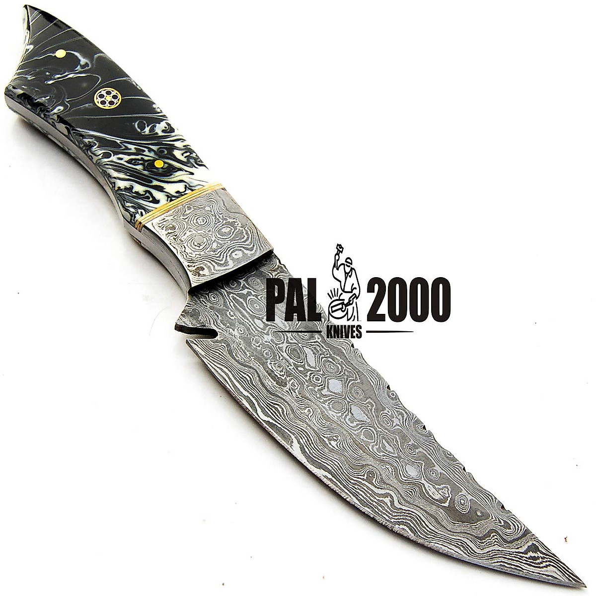 PAL 2000 HUNTING KNIVES KNI-9399 Handmade Damascus Steel Bowie Knife With Leather Sheath