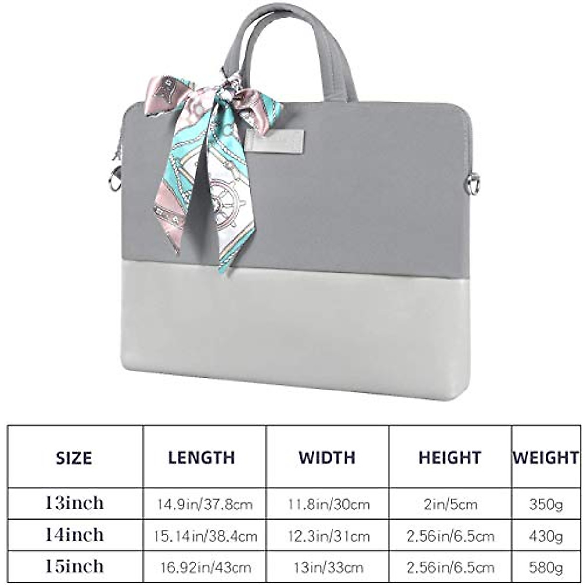 Laptop Bag for Women 13.3-Inch Carrying - Computer Bag Laptop Case Shoulder Slim Work Travel (Grey)