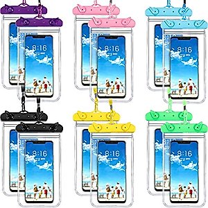 Frienda 12 Pieces Universal Waterproof Phone Pouch Underwater Case Clear Cellphone Dry Bag with Lanyard Outdoor Beach Swimming Snorkeling Bag for Smartphone up to 6.9 Inch (Multi-Color)