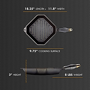 FINEX Cast Iron Lean Grill Pan, Pre-Seasoned - 10 in